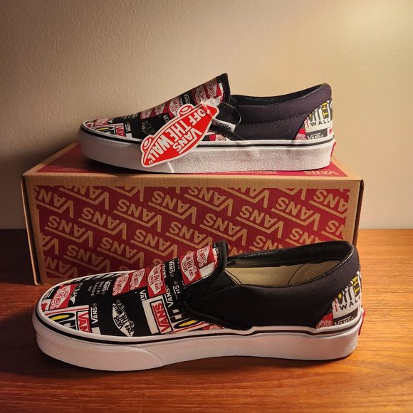 Vans | Shoes | Nwt Vans Classic Slipon Label Mix Black True White Men 6 ...